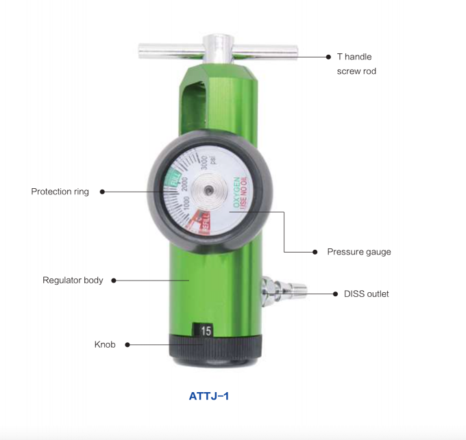 3000psi Portable Oxygen Regulator Adjustable Aluminum Medical Pin Index